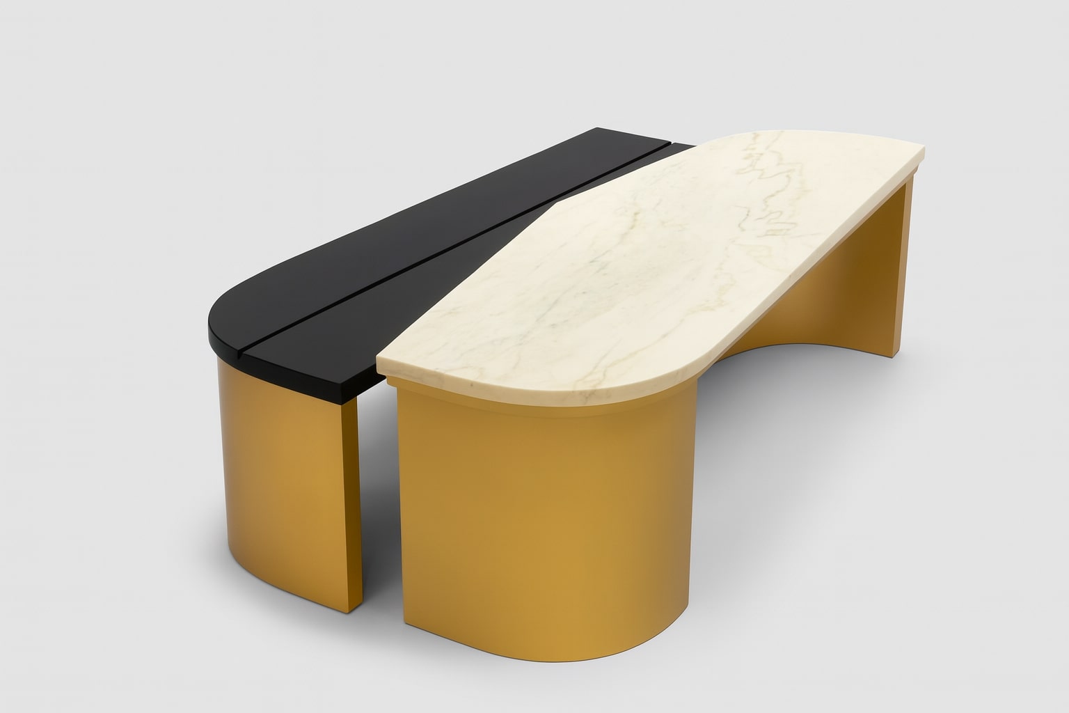 BENCH Set with Indo-Italian Marble Top & Wooden Frame