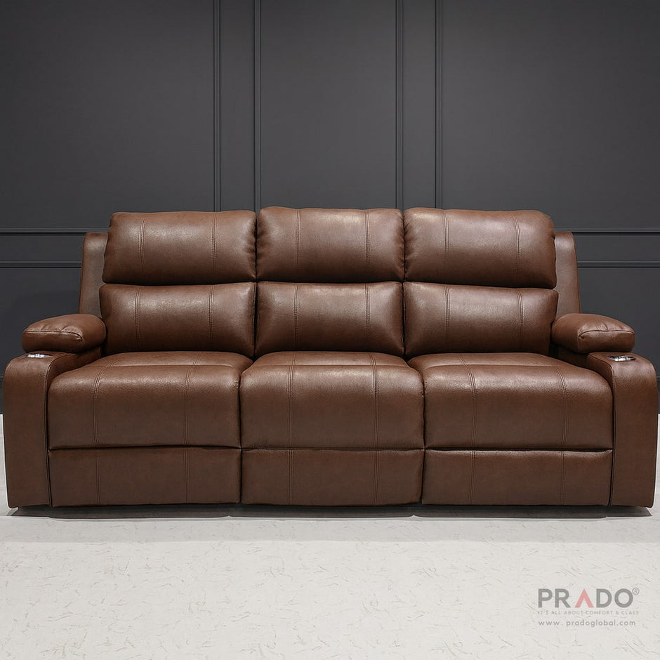 OSAKA 3-Seater Recliner Sofa – Leatheroid Recliner with 1R & Motorised ...